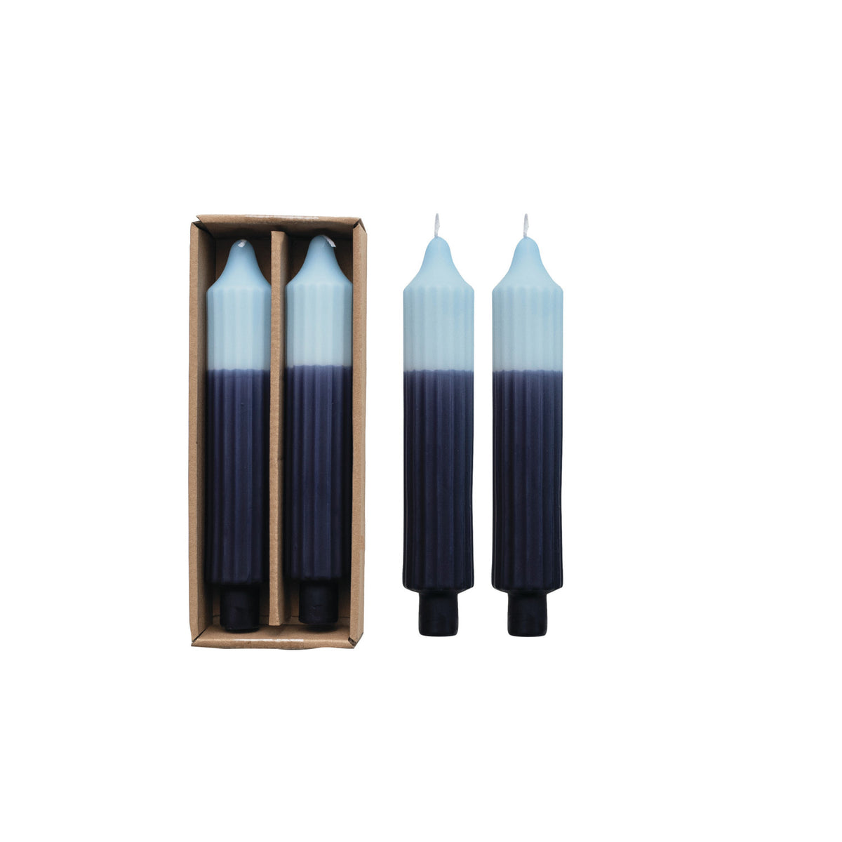 8 Pleated Taper Candles - Blue Two-Tone Unscented – Paraíso Plant Studio