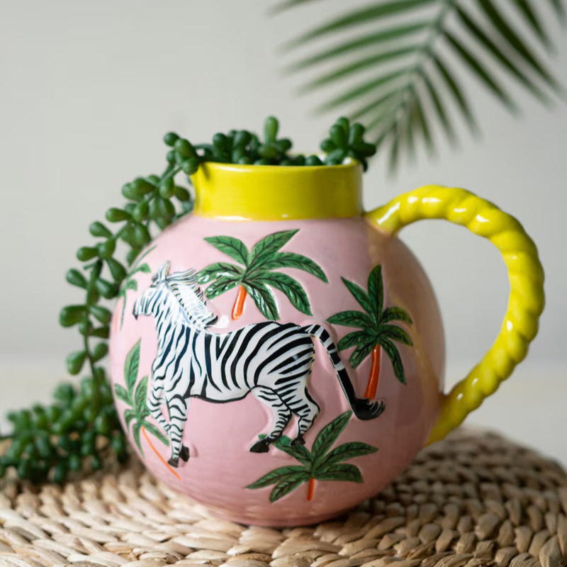 Ceramic Zebra Pitcher – Paraíso Plant Studio