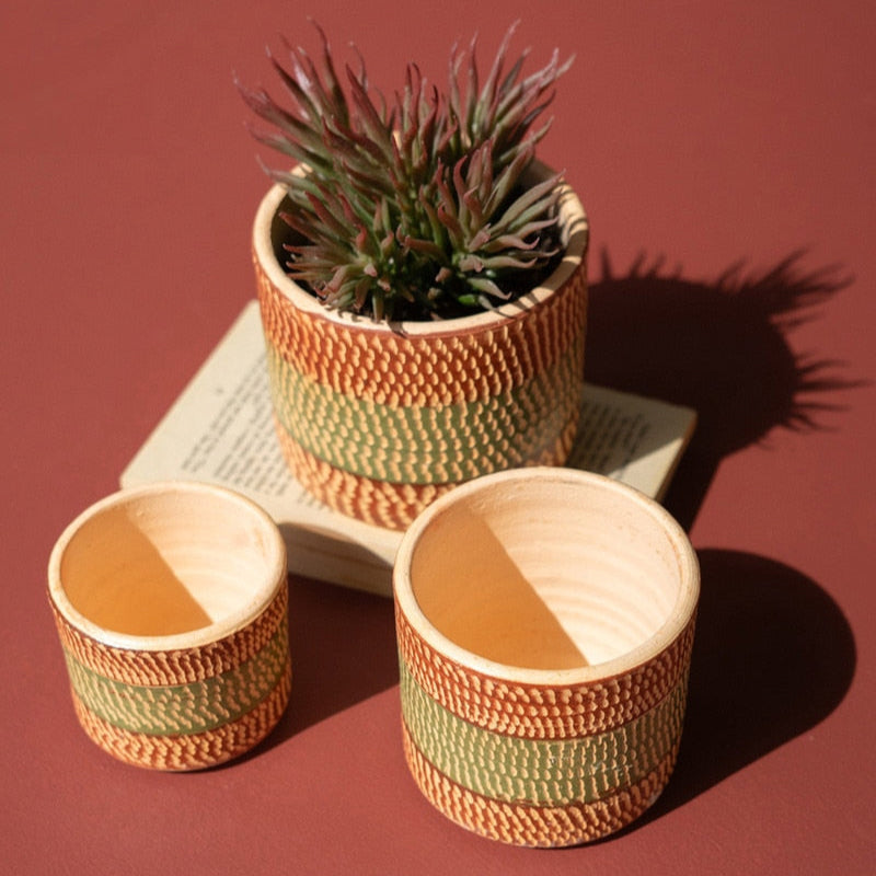 Textured Terracotta Cache Pot – Paraíso Plant Studio