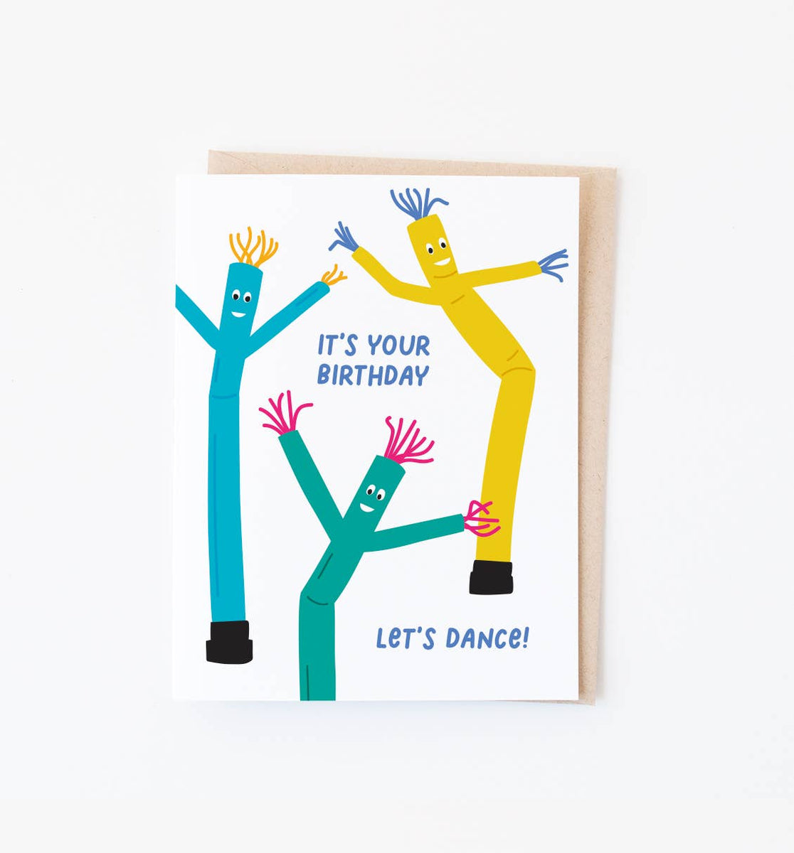 Let's Dance Birthday card | Inflatable Air Dancer greeting: Cello slee ...