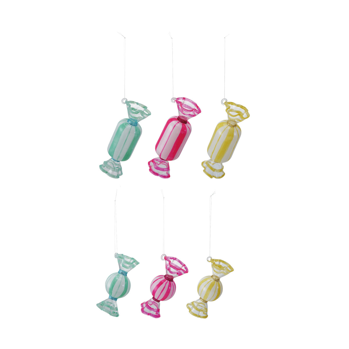Hand-Painted Glass Candy Shaped Ornament, 3 Colors, 2 Styles – Paraíso ...